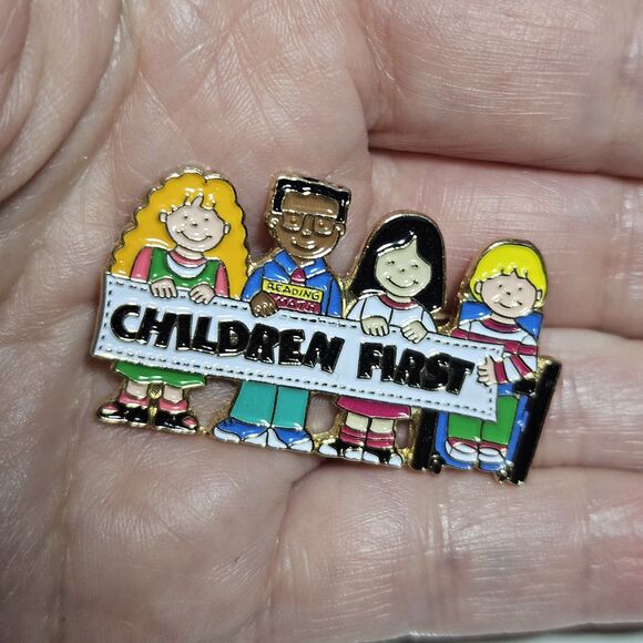 Jewelry | Vintage Children First Enamel And Gold Tone Lapel Pin 15 X 78 ...